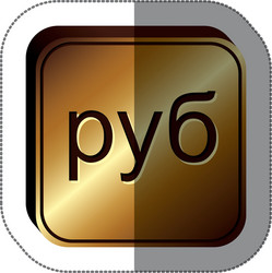 Sticker golden square with currency symbol Vector Image