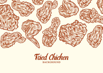 Crispy fried chicken background template Vector Image