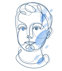 Cute beautiful boy portrait line art isolated Vector Image