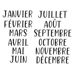 Hand lettered months year in french Royalty Free Vector