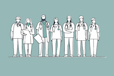 Sketch line art of doctors team Royalty Free Vector Image