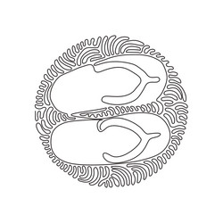 Continuous one line drawing flip flops icon cute Vector Image