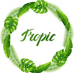 Frame with tropical flowers and leaves Royalty Free Vector