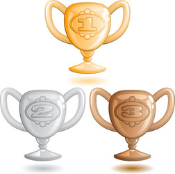 Winner trophy gold silver and bronze cups icon Vector Image