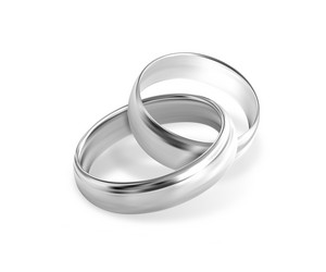 Two golden wedding rings on transparent background