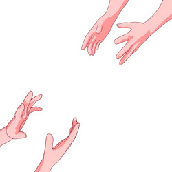 Human hands reaching out to one another almost Vector Image
