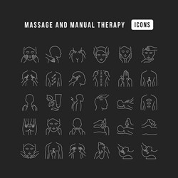 Set of linear icons massage and manual therapy Vector Image