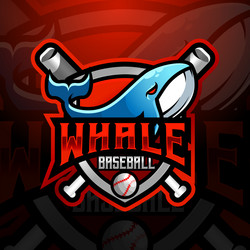 Whale mascot baseball team logo design Royalty Free Vector