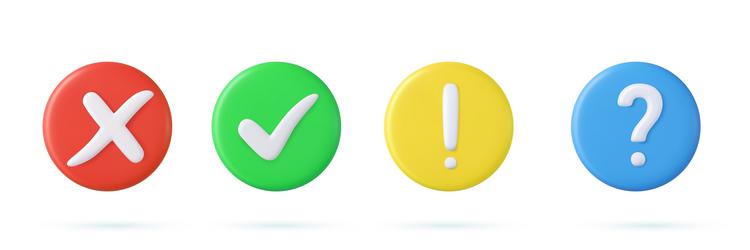 3d multiply check mark question attention Vector Image