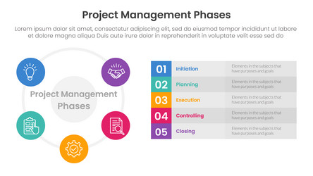 5 phase project management infographic template Vector Image