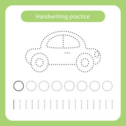 Car kids toys theme handwriting practice sheet Vector Image