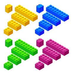 Isometric plastic building blocks with shadow Vector Image