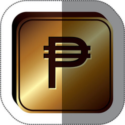 Sticker golden square with currency symbol Vector Image
