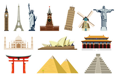 World monuments icons Royalty Free Vector Image