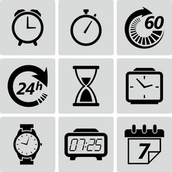 Watches and clock icons set Royalty Free Vector Image