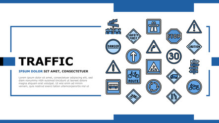 Traffic sign road information onboarding icons set