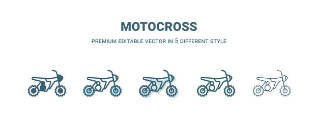 Motocross icon in 5 different style outline Vector Image
