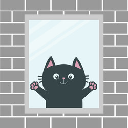 Black cats looking out window cartoon cats Vector Image