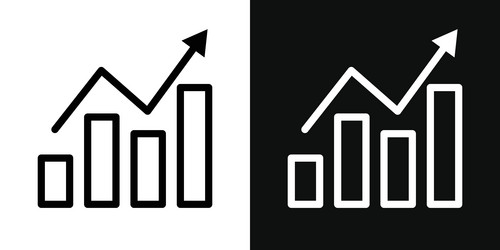 Improvement icon set upward graph and quality Vector Image