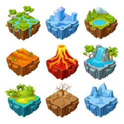 Isometric game landscape icons set Royalty Free Vector Image