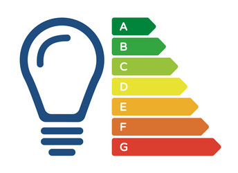 Light bulb with energy efficiency classes Vector Image