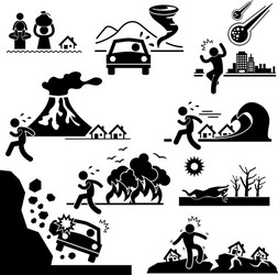 Natural disaster icons set on white background Vector Image