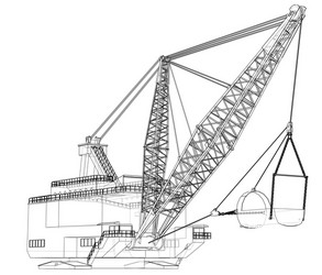 Dragline excavator silhouette Royalty Free Vector Image