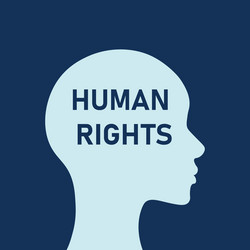 Human rights poster with a portrait silhouette Vector Image