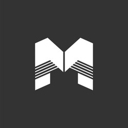 Letter m stripes geometric logo Royalty Free Vector Image