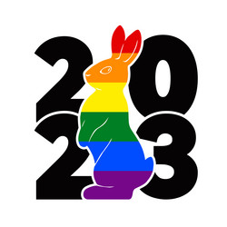 Logo 2023 with rabbit and rainbow flag lgbtq Vector Image