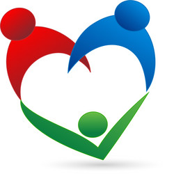Family union in a heart shape Royalty Free Vector Image