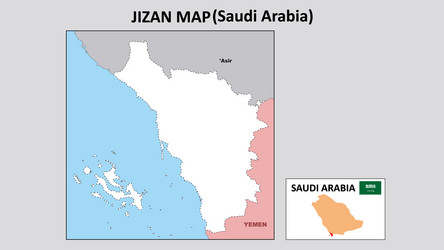 Jizan map political Royalty Free Vector Image - VectorStock