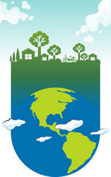 Save the world theme with earth and plant Vector Image