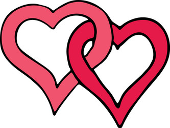 Two hearts cartoon icon Royalty Free Vector Image