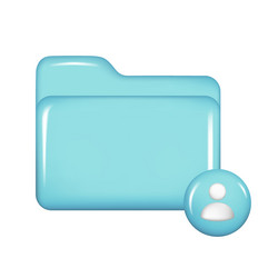 Realistic 3d blue folder with user icon Royalty Free Vector