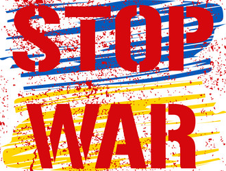 Stop war - text stylized as blood on the paint Vector Image