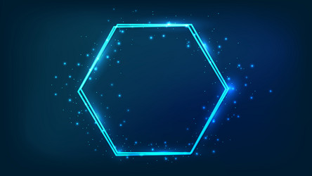 Neon hexagon frame with shining effects Royalty Free Vector