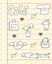 Paper love hand draw of doodles Royalty Free Vector Image