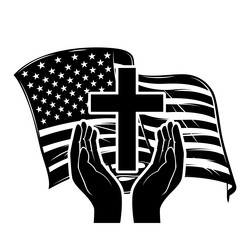 Prayer hands on american flag background Vector Image