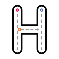 Tracing alphabet letter h prewriting dotted line Vector Image