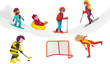 Winter Sport Kids Vector Images (over 6,000)
