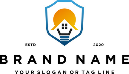 Home lamp electric shield logo design Royalty Free Vector