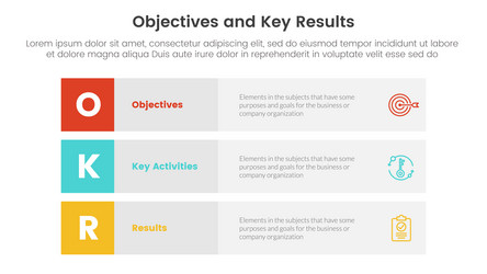 Okr objectives and key results infographic 3 Vector Image