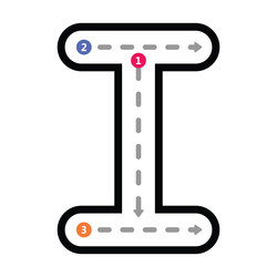 Tracing alphabet letter i prewriting dotted line Vector Image