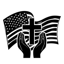 Prayer hands on american flag background Vector Image