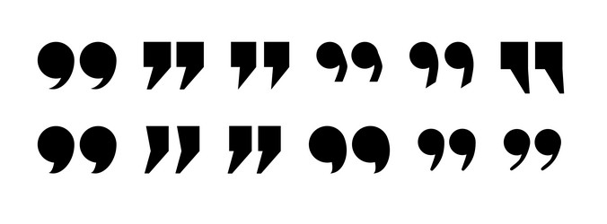 Quotes icon set quotation mark black symbols Vector Image