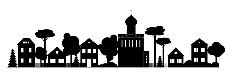Small town silhouette skyline horizontal banner Vector Image