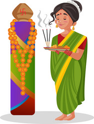 Indian marathi woman cartoon Royalty Free Vector Image