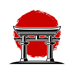 Japanese torii gate wooden red entrance Royalty Free Vector