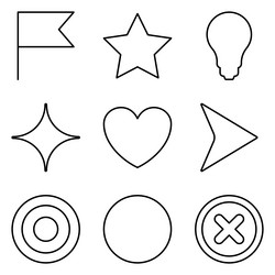 Simple shapes outline flat icon set isolated Vector Image